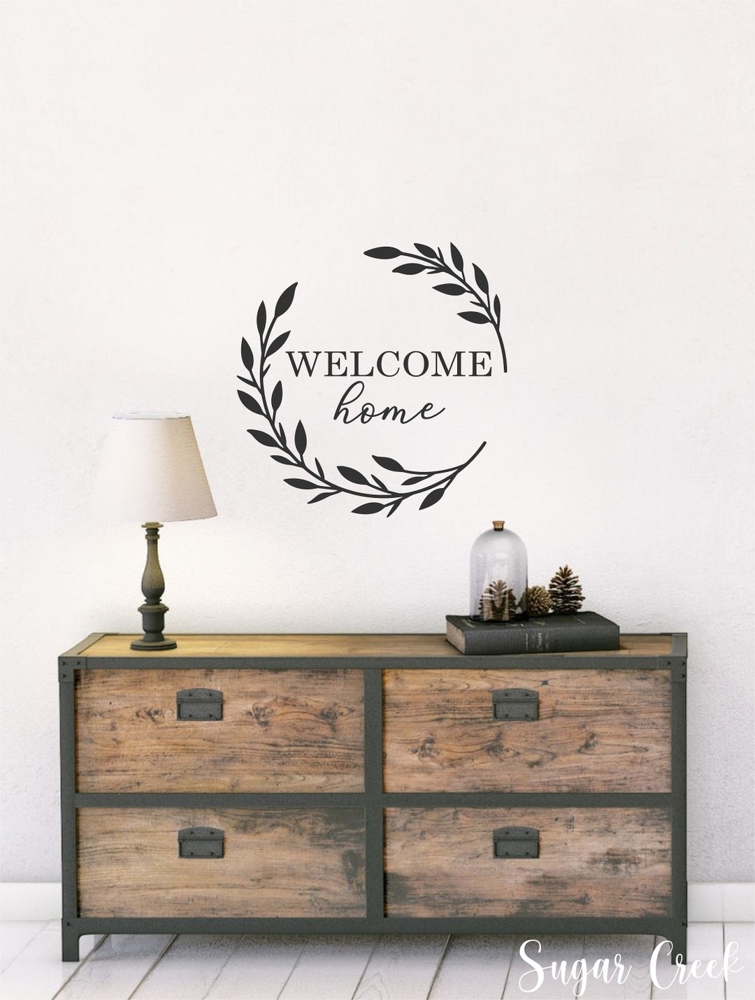 Welcome Home Wreath-vinyl Wall Decal-home Décor-front Door- Noodle ...