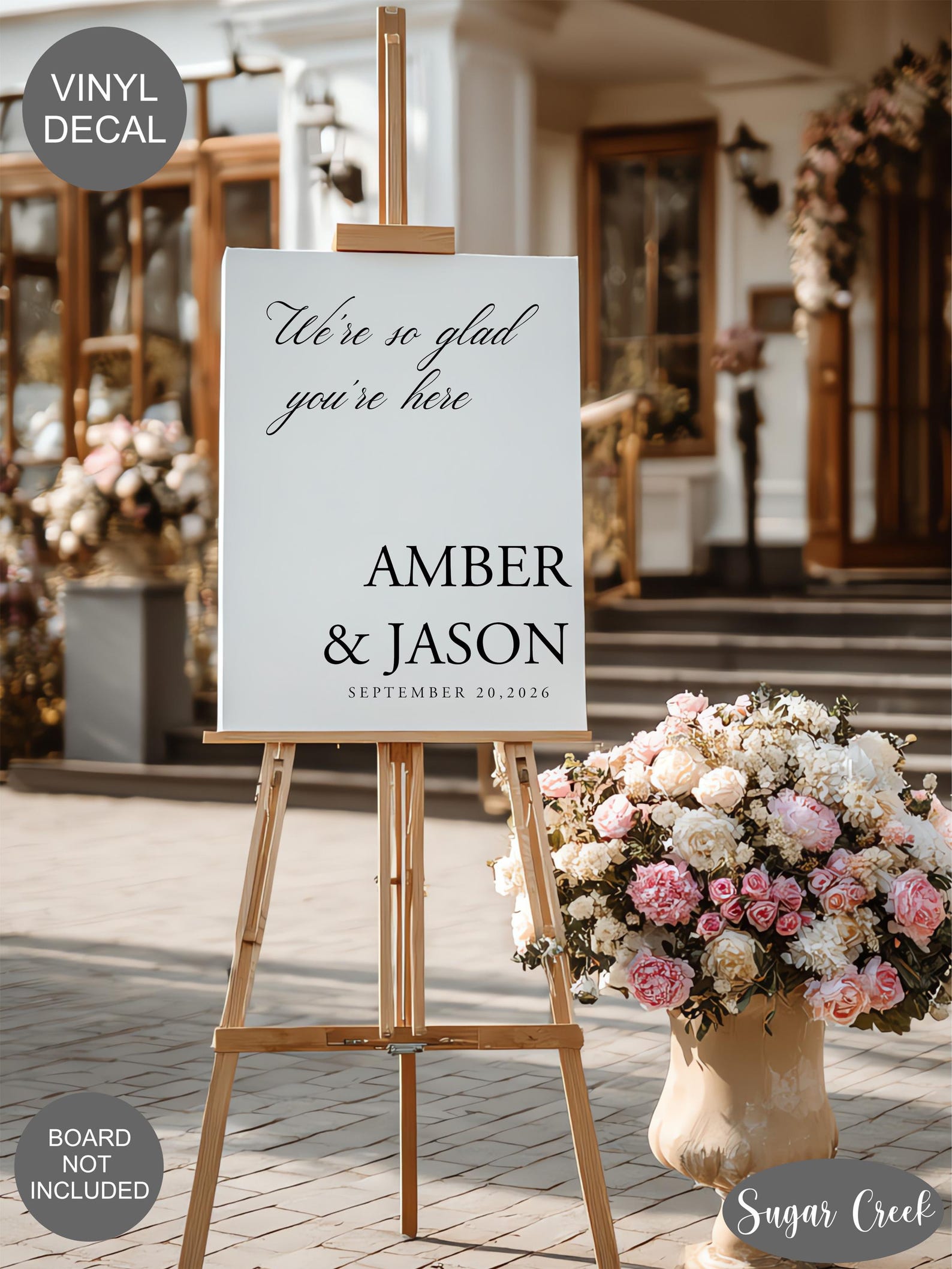 We're so Glad You're Here Vinyl Decal-wedding DIY Sign-personalized ...