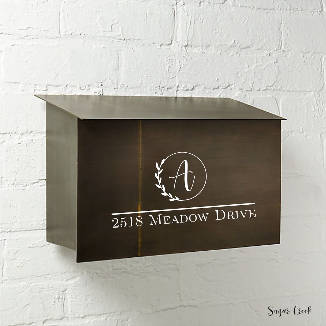 Mailbox Decal- Wreath With Initial and Address-vinyl Decal-vinyl ...