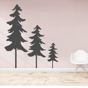 Woodland- Set of 3 Pine Trees - Vinyl Wall Decal- Woodland Nursery ...
