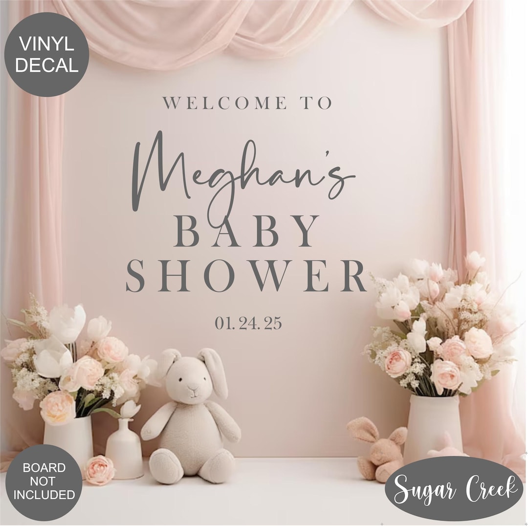 Baby Shower Welcome Decal- Arched Sign Vinyl Decal- Personalized Baby ...