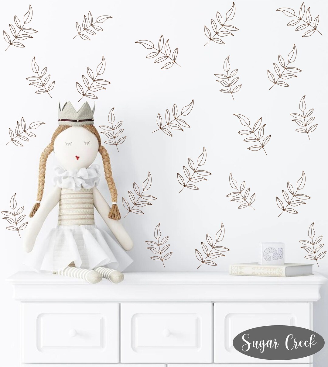 Boho Leaves- Vinyl Wall Decals - Floral Wall Decals-hand Drawn Flowers ...