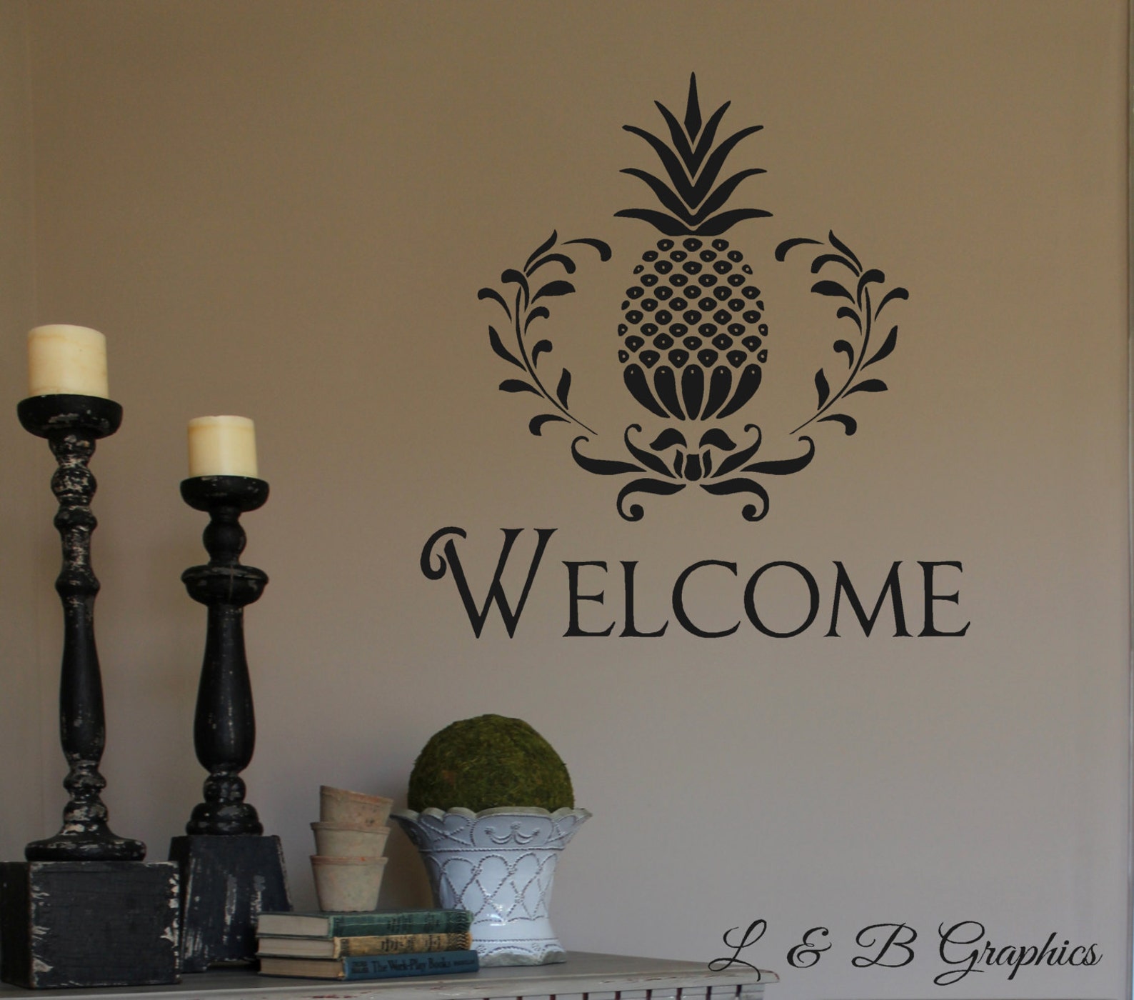 Welcome Pineapple -vinyl Wall Decal- Entryway- Wall Quotes- Home Decor ...