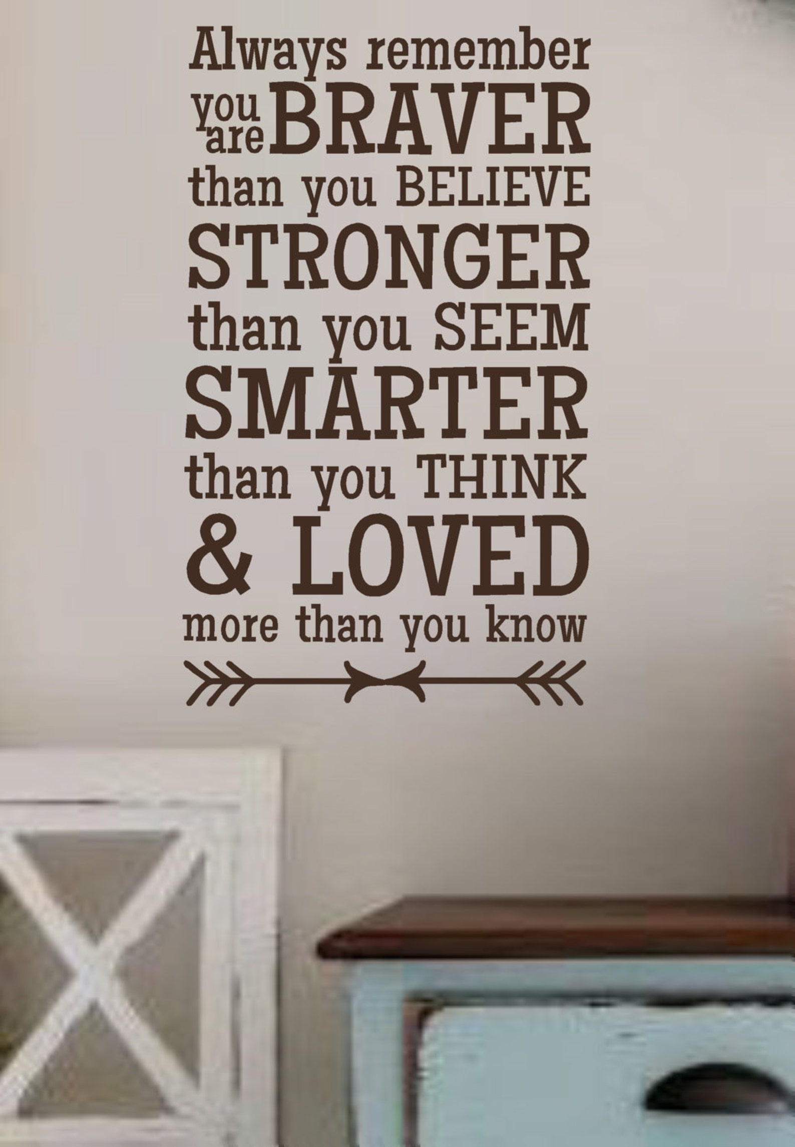 Always Remember You Are BRAVER STRONGER SMARTER -vinyl Wall Decal ...