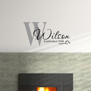 Monogram Family Name Est. Date Vinyl Wall Art Lettering - Etsy