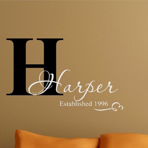 Monogram Family Name Est. Date Vinyl Wall Art Lettering Personalized ...
