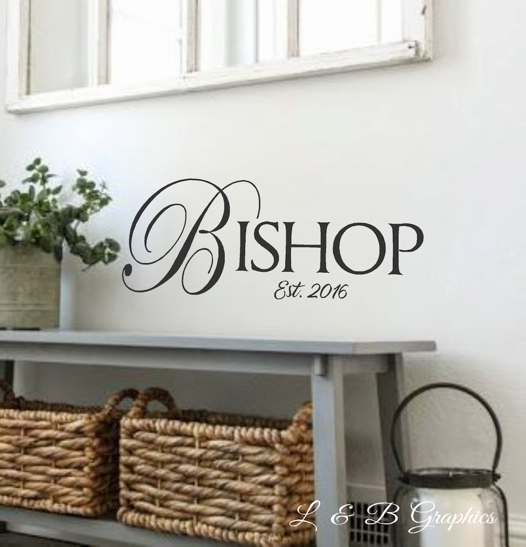 Family Name With Est Date-#3 Vinyl Wall Decal- Custom Name- Entryway ...