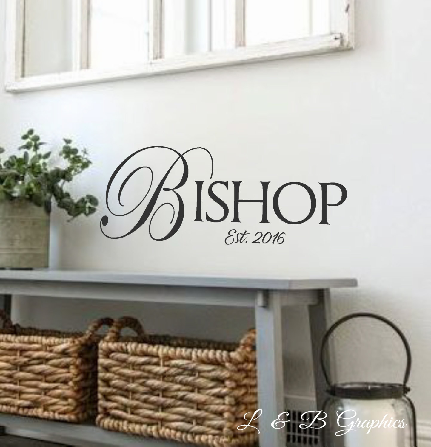 Family Name With Est Date-#3 Vinyl Wall Decal- Custom Name- Entryway ...
