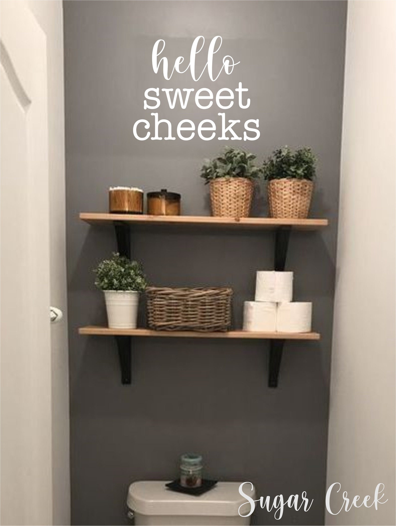 Hello Sweet Cheeks vinyl Wall Decal Funny Bathroom Wall | Etsy