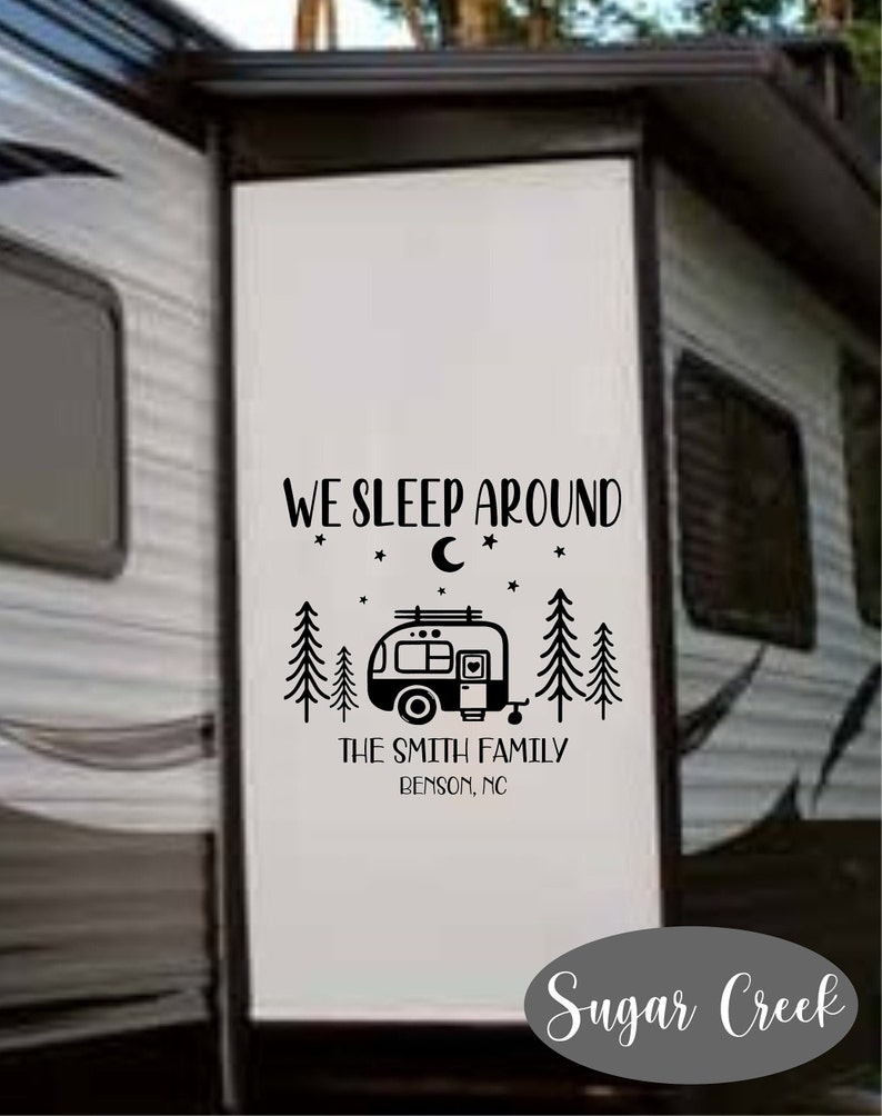 Camper Decal- We Sleep Around With Last Name and City-state - RV Decor ...