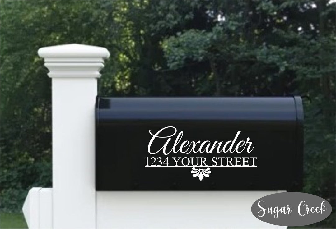 Mailbox Vinyl Decal-custom Name and Address-set of Two-modern Address ...