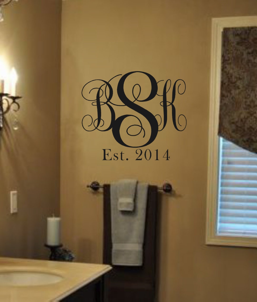 Vinyl Wall Decal-monogram Initials With Est Date-vinyl Wall Decal ...
