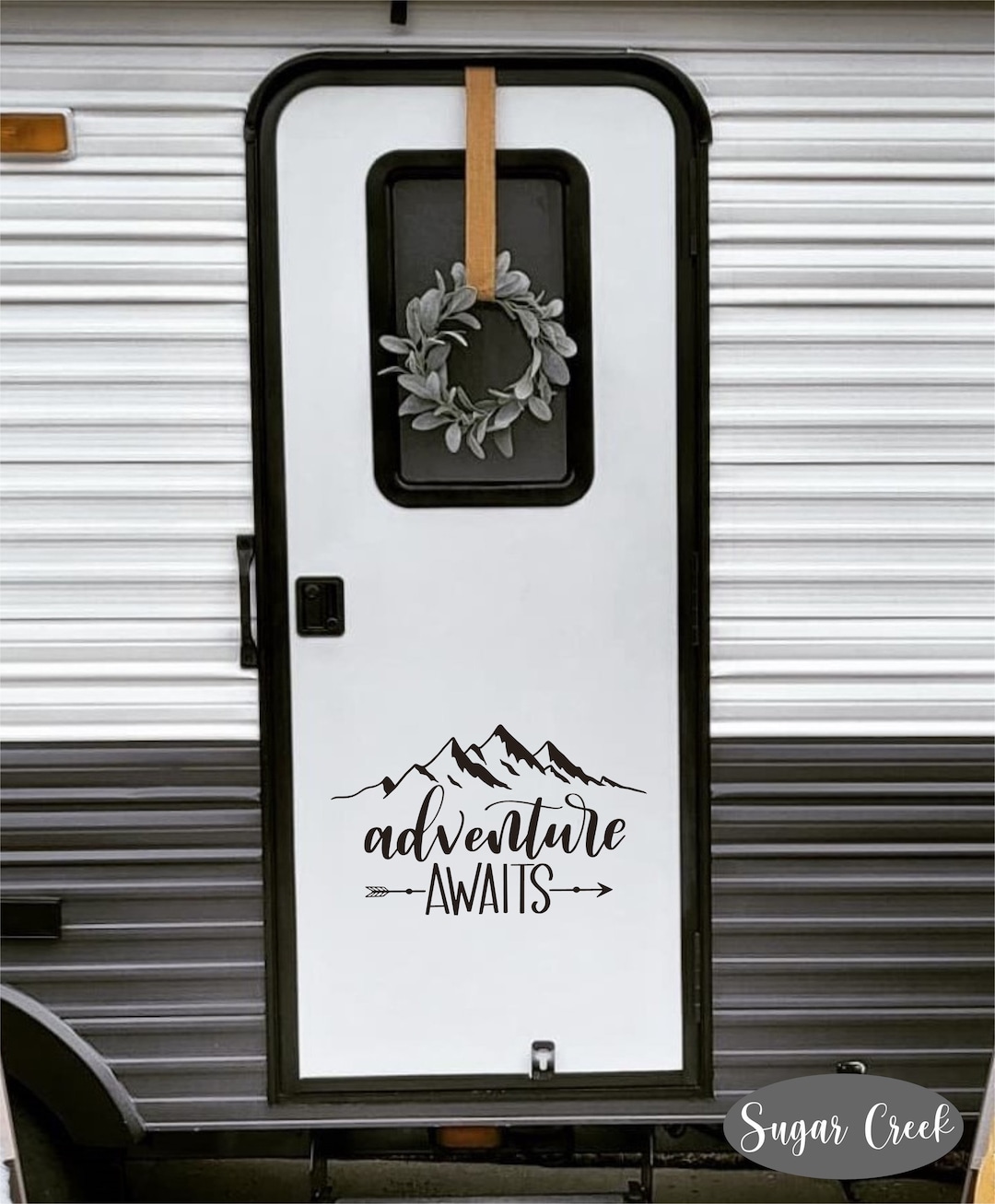 Camper Decal- Adventure Awaits With Mountains- RV Decor- RV Decal ...