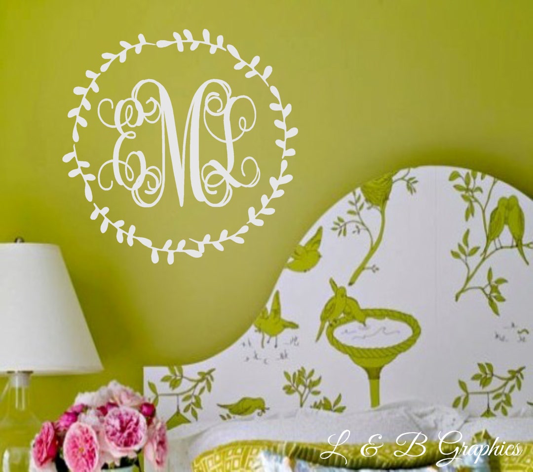 Wreath Monogram- Monogram Initials- Personalized Laurel Wreath- Twig ...
