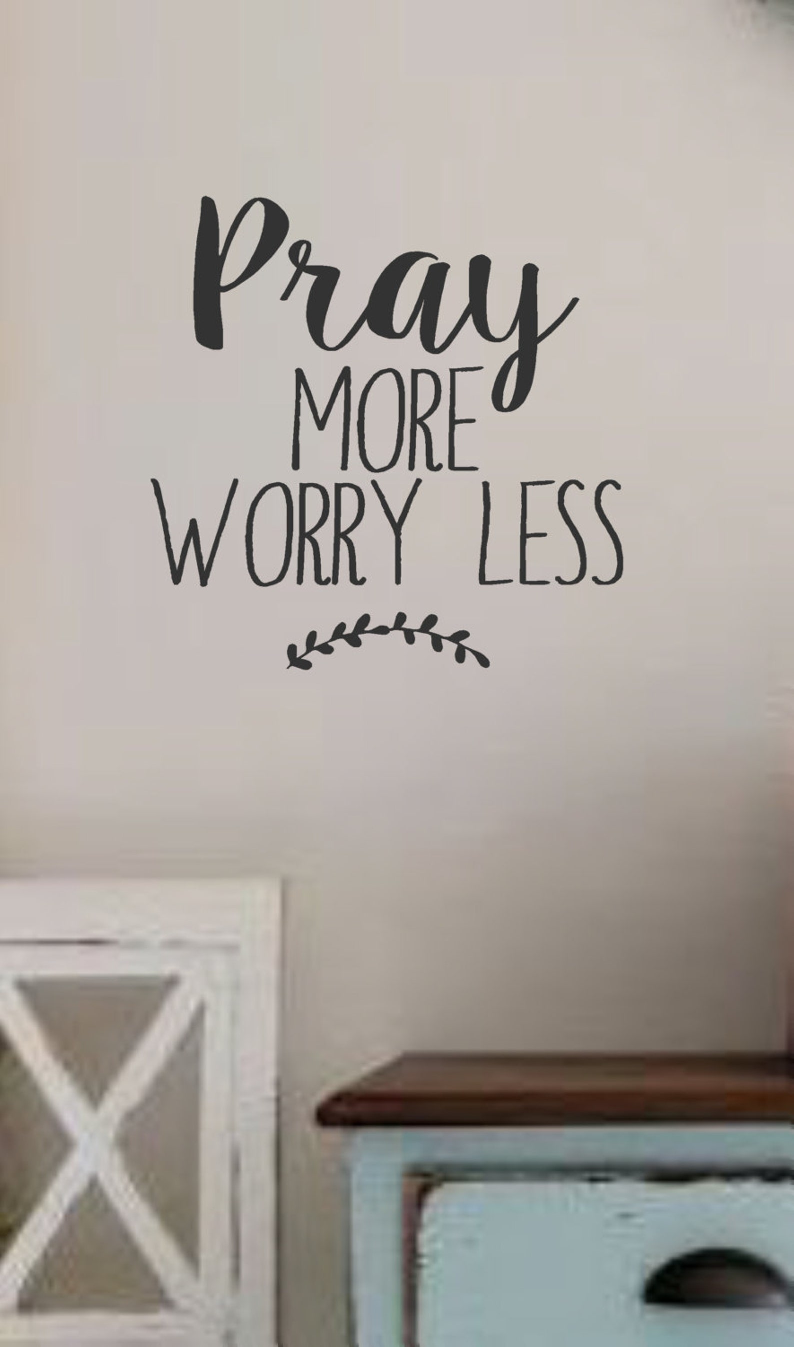 Pray More Worry Less Vinyl Wall Decal Wall Quotes Bible - Etsy