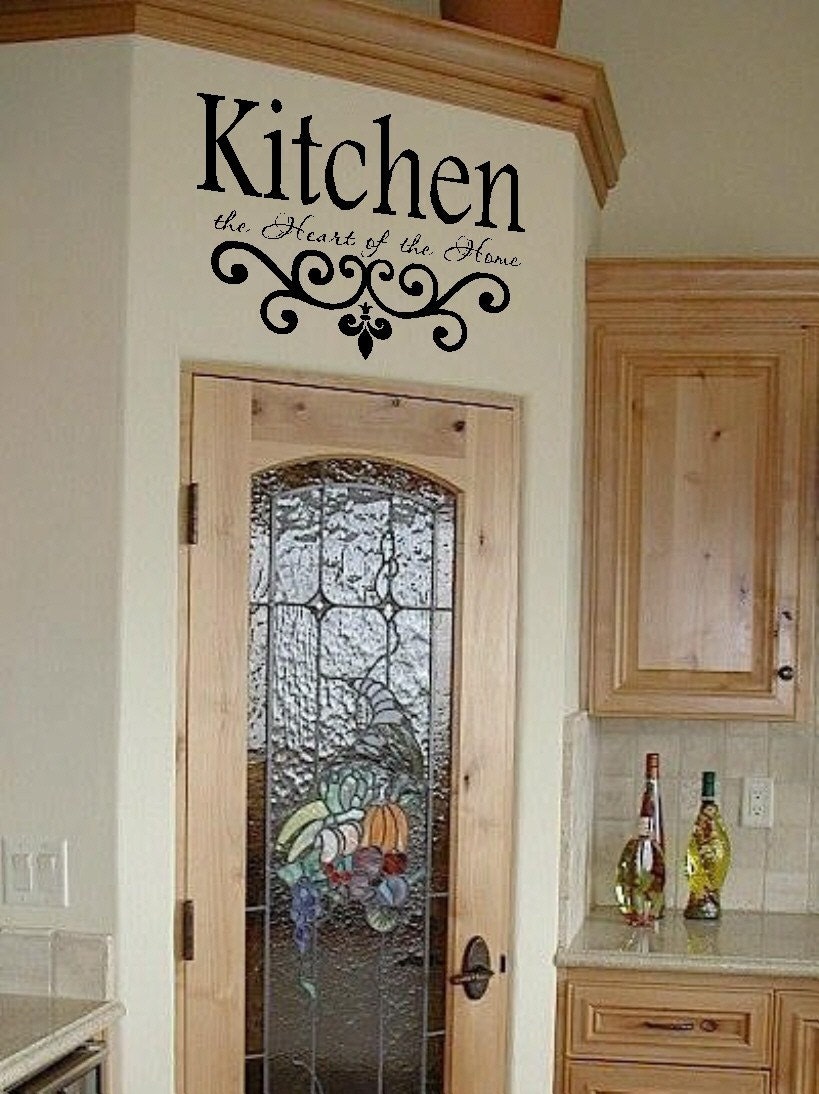Kitchen Vinyl Wall Decal- Kitchen the Heart of the Home- Lettering ...