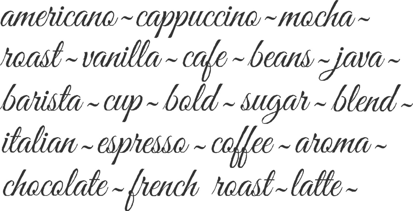 Kitchen Wall Decal- Coffee Border Script-words Collection Border - Cafe ...