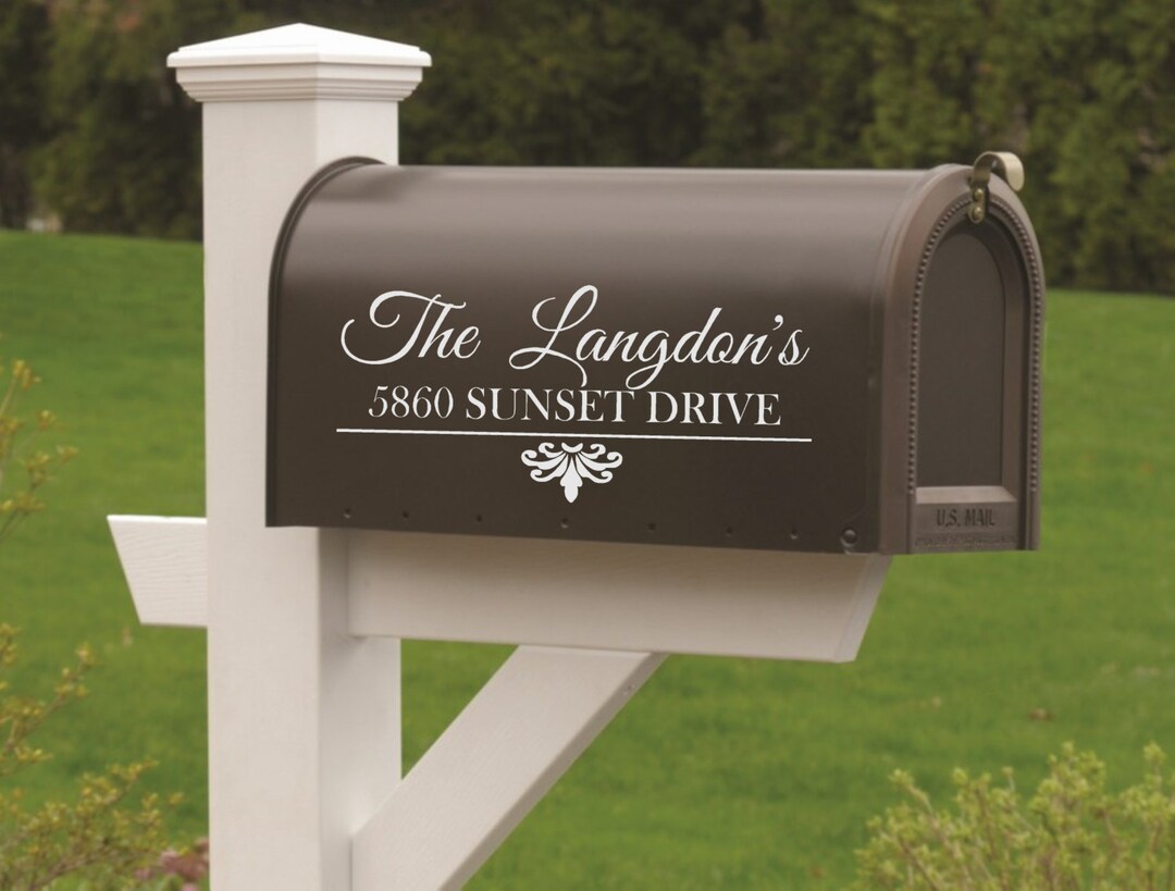 Mailbox Vinyl Decal-large Mailbox-custom Name and Address-set of Two ...