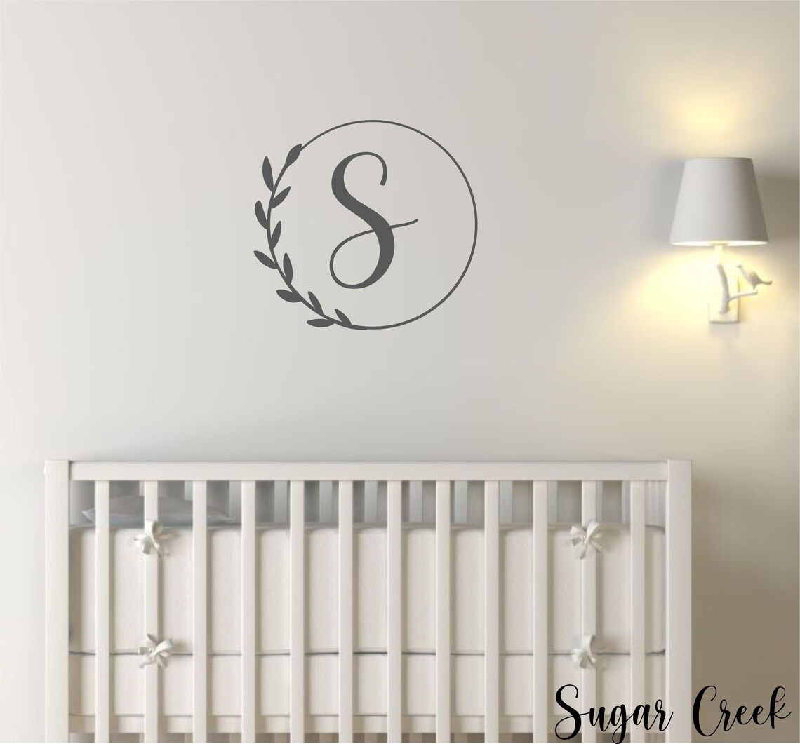 Single Monogram Laurel Wreath vinyl Wall Decal-front Door - Etsy