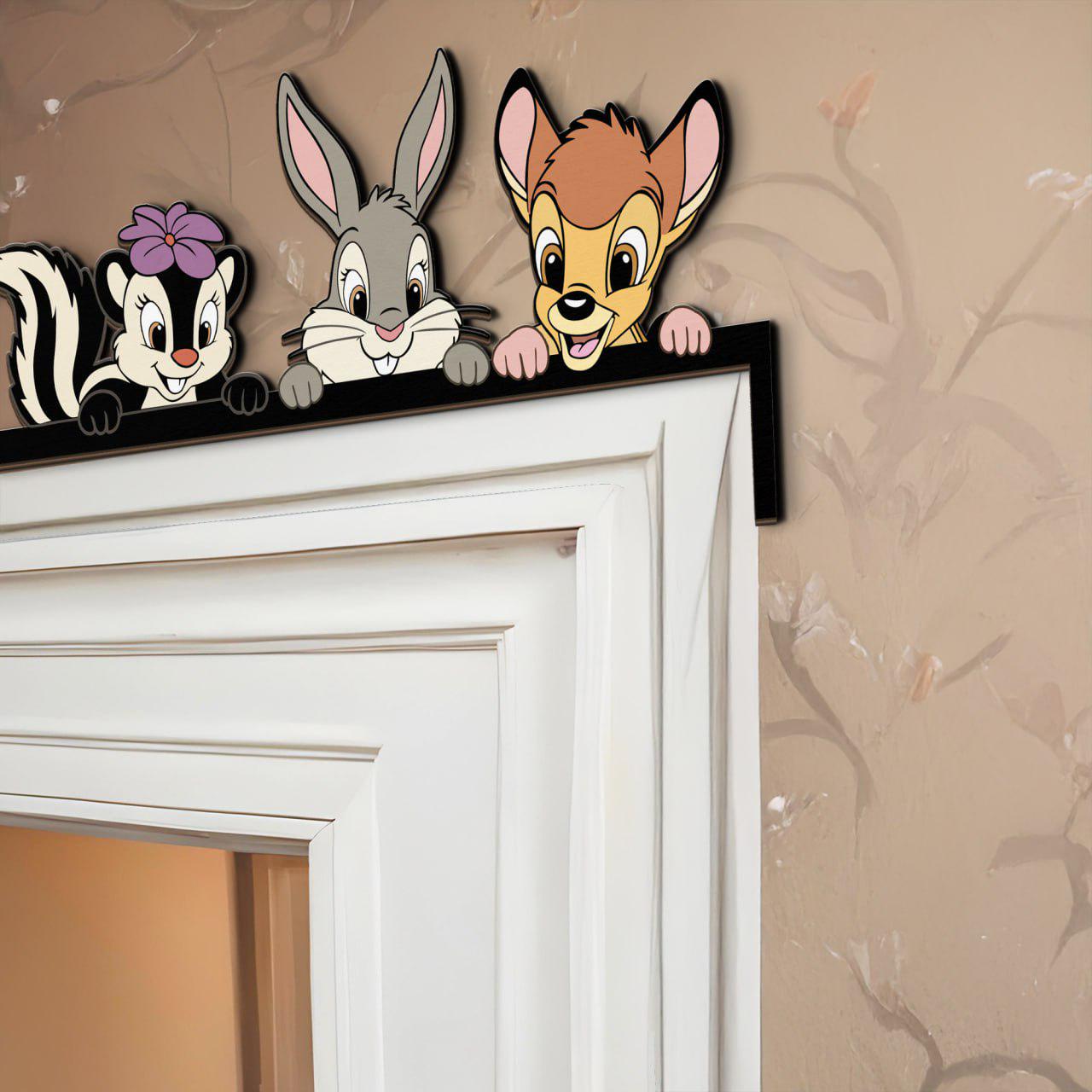 Cute Peekaboo Bambi Thumper & Flower Door Corner Sign, Peeking Peeker ...