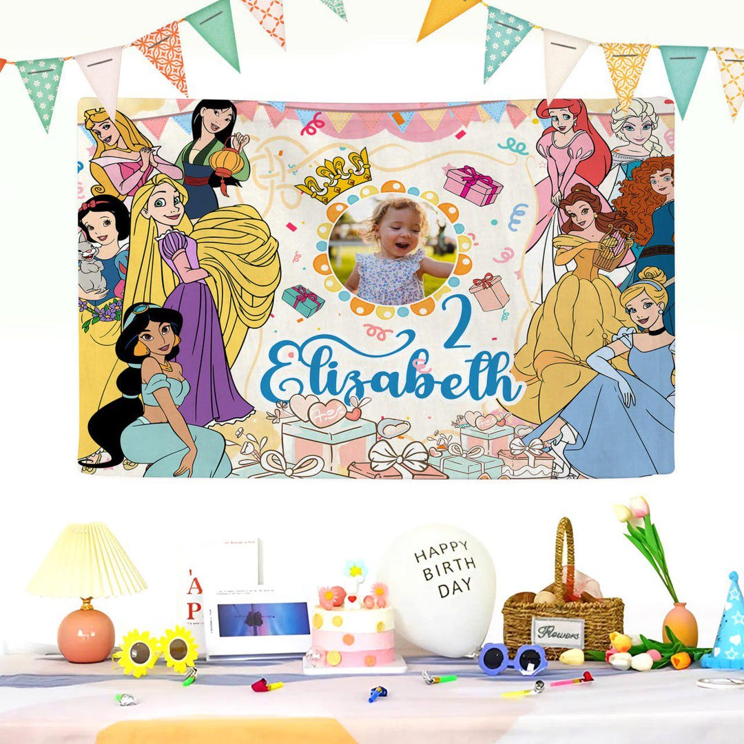 Personalized Photo Princess Banner , Disney Princesses Banner, Disney ...