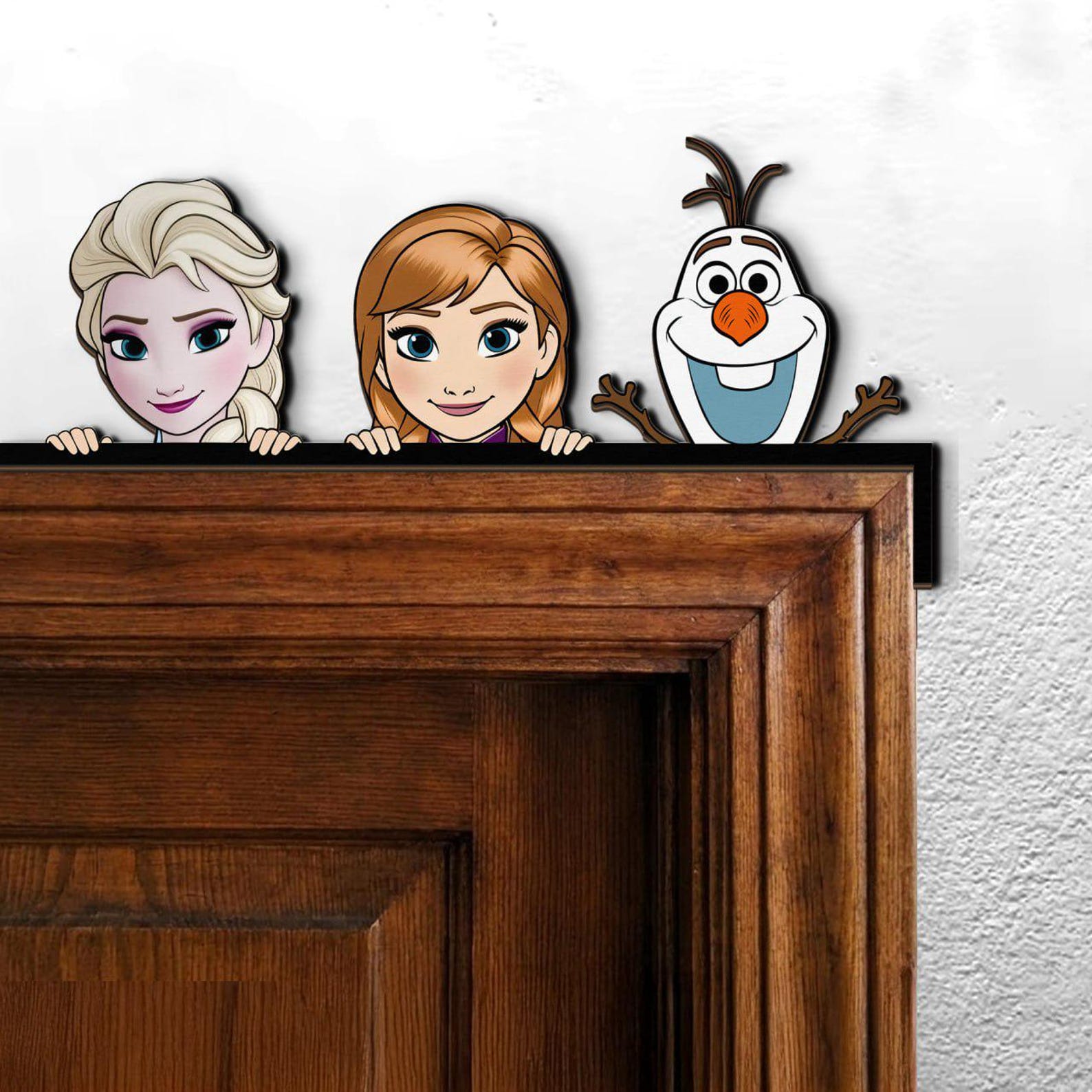 Frozen Peekaboo Door Corner Sign, Elsa Anna Olaf Door Sign, Home Decor ...