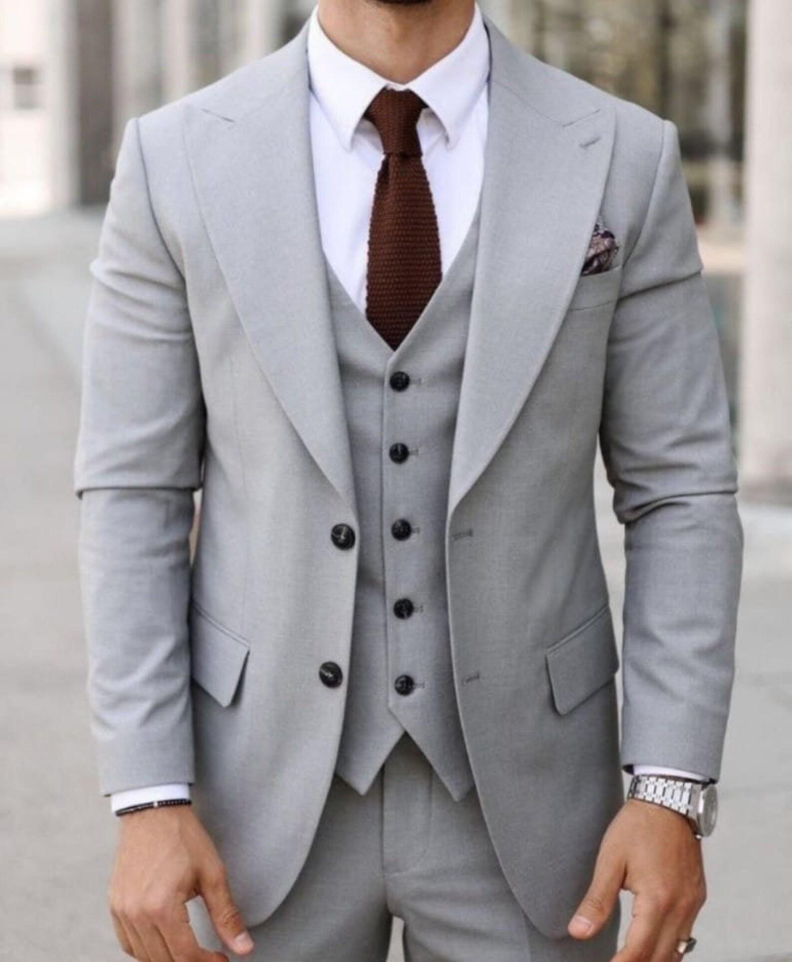 Classic Gray 3pc Rayon Suit: Men's Wedding, Prom, & Groom Attire - Etsy