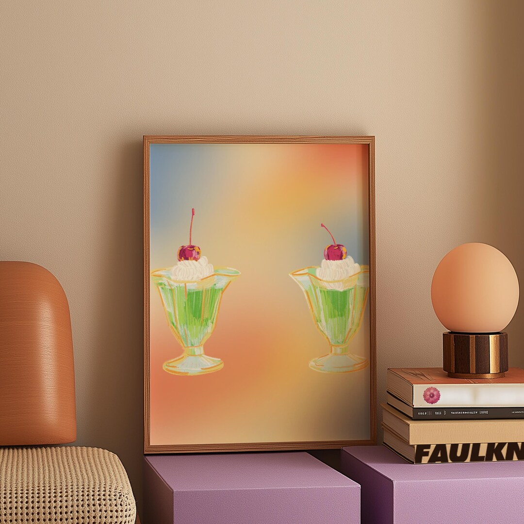 Hand Drawn Cream Soda,futuristic Style,gradation Cream Soda, Cream Soda Wall Art, Cream Soda ...