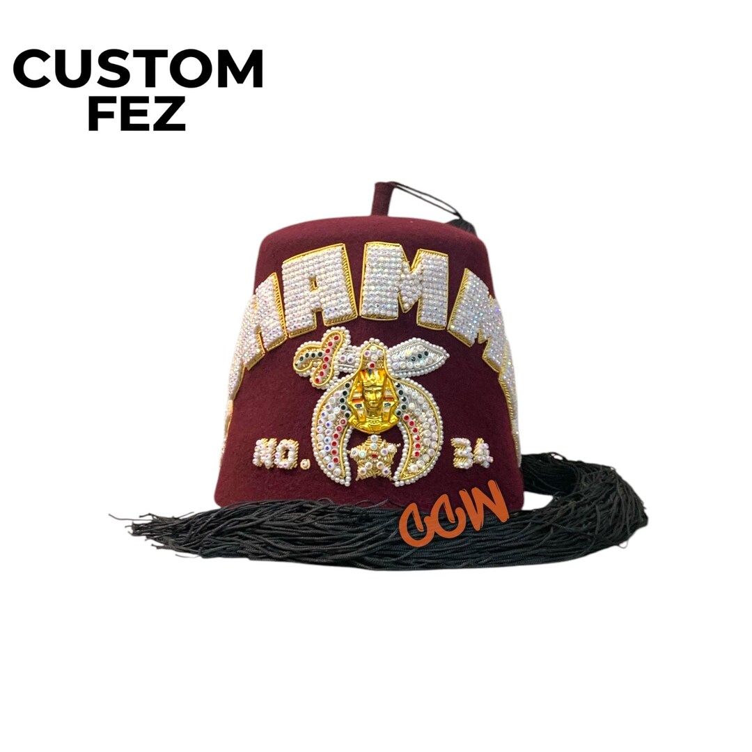 Shriner's Custom Fez Bullion Underlay Rhinestones Embroidered Fez ...