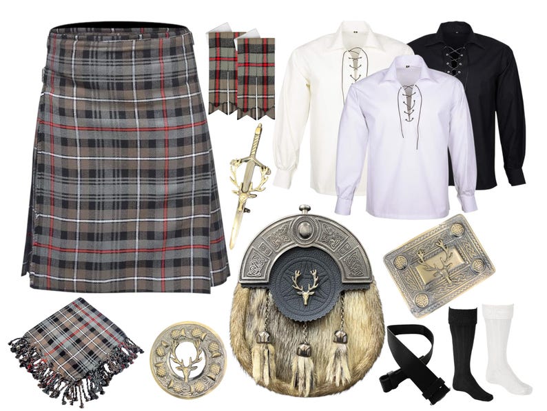Men's Antique Stag Head Kilt Set Traditional Scottish Stage Head Kilt ...