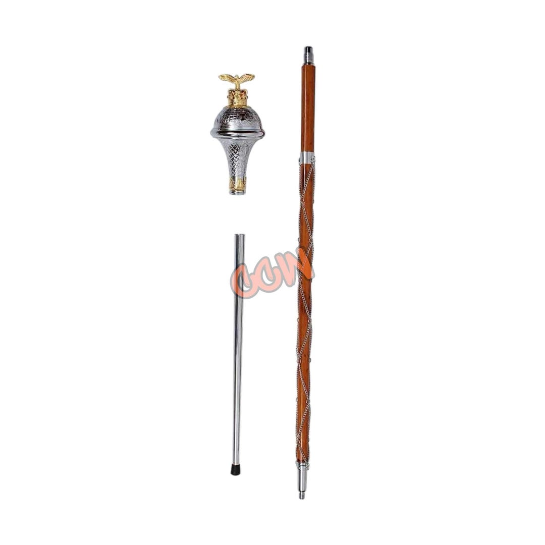 Drum Major Mace Embossed Head - Eagle & Crown on Top - Natural Malacca ...