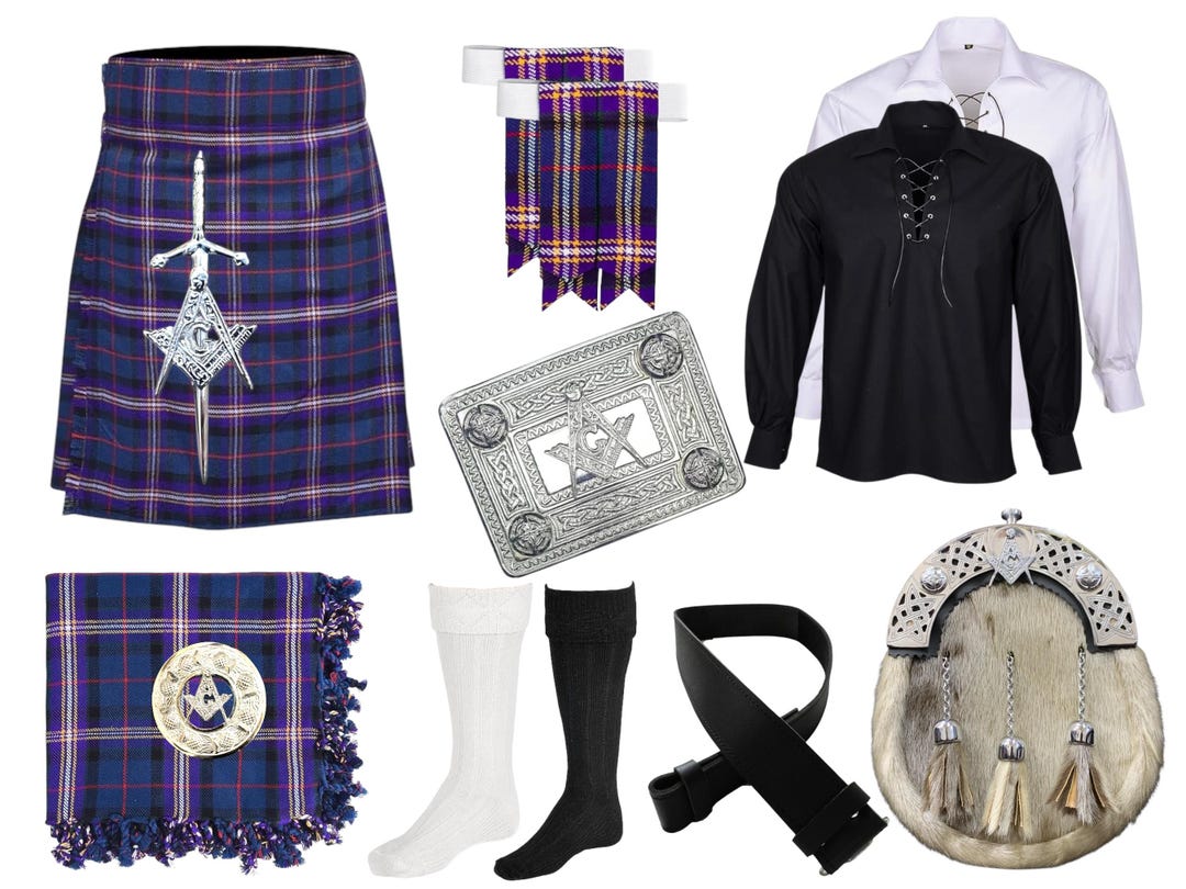 Men's Scottish Masonic Kilt Outfit, 11-piece Highland Wedding Set - Etsy
