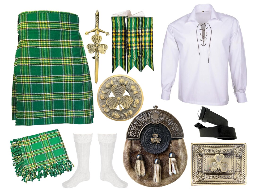 Scottish Kilt Outfit: Shamrock, Tartan, Jacobite Shirt - Etsy