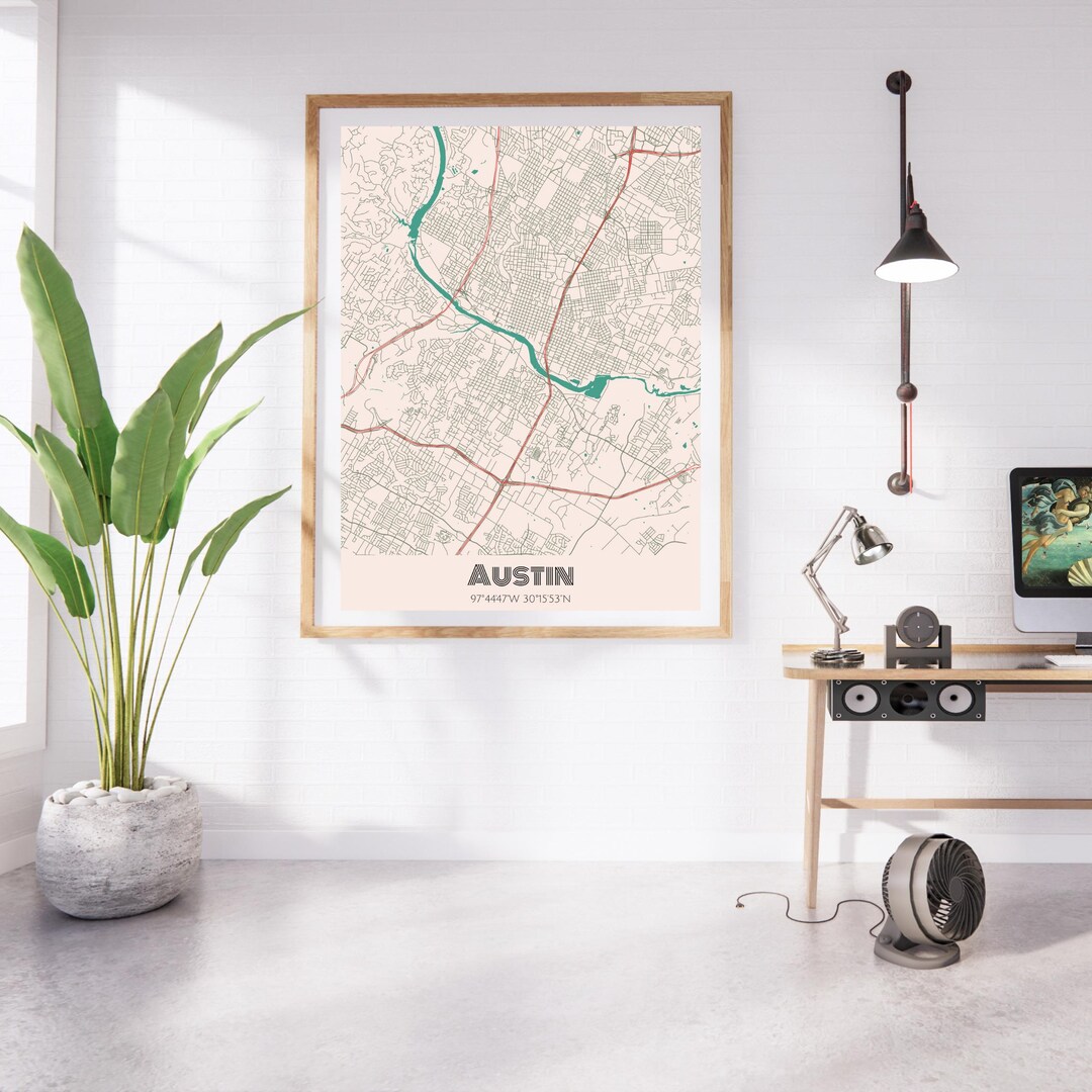 Map of Austin, TX - Colorful Modern Wall Decor (digital Download) - Etsy