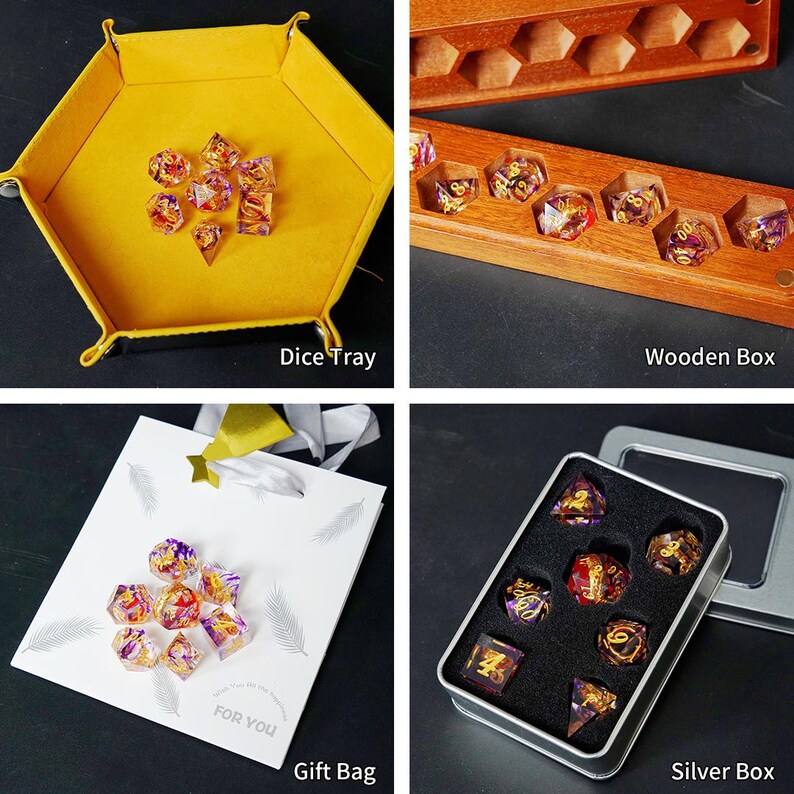 Handmade Epoxy Resin Dice, Purple Brass Ring Dice, Purple Gold Sharp ...