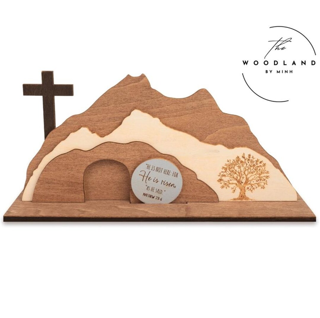 He is Risen Easter Tabletop Decor Indoor, Empty Tomb Resurrection Scene ...