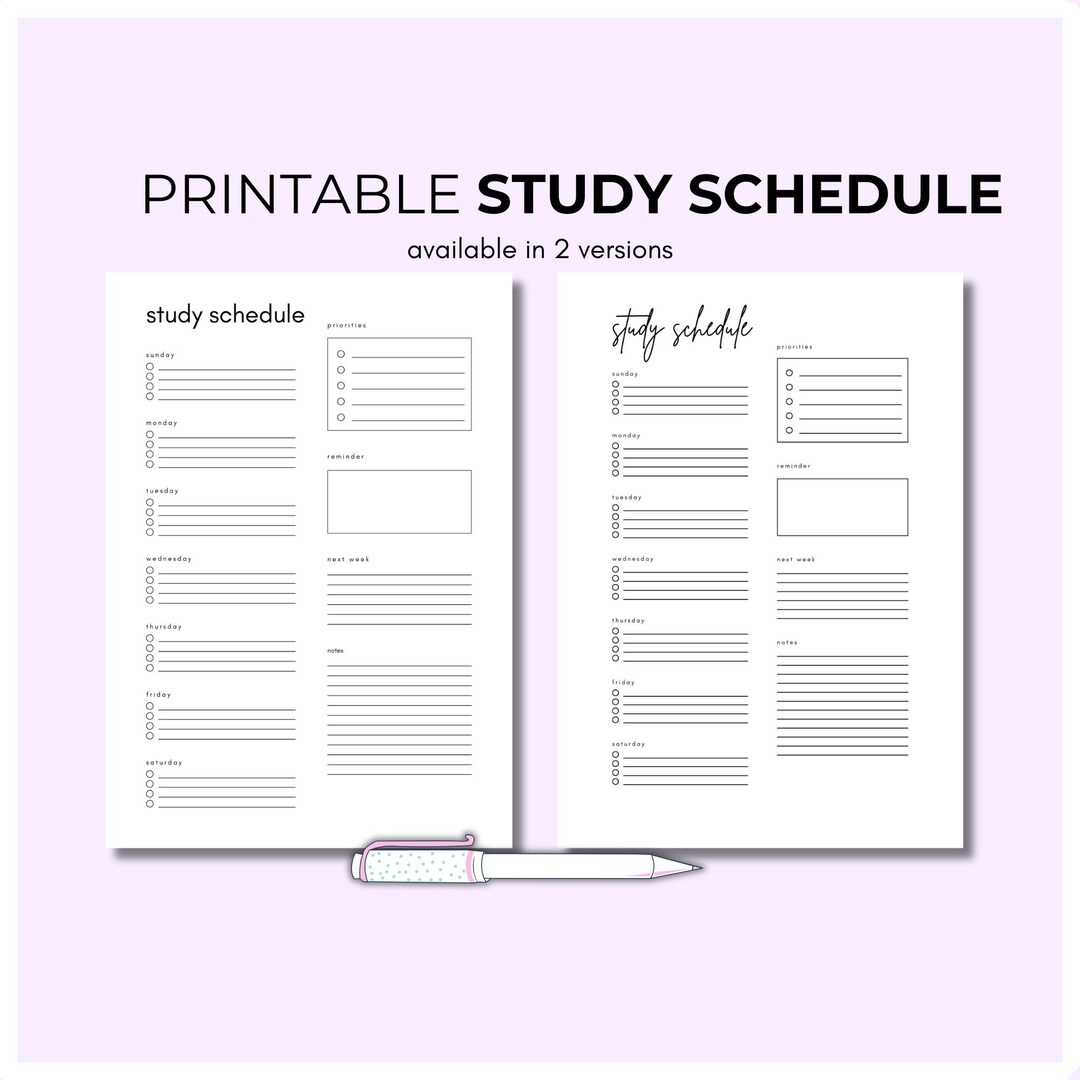 Printable Nursing Student Planner, Hourly Agenda, Weekly Timetable ...