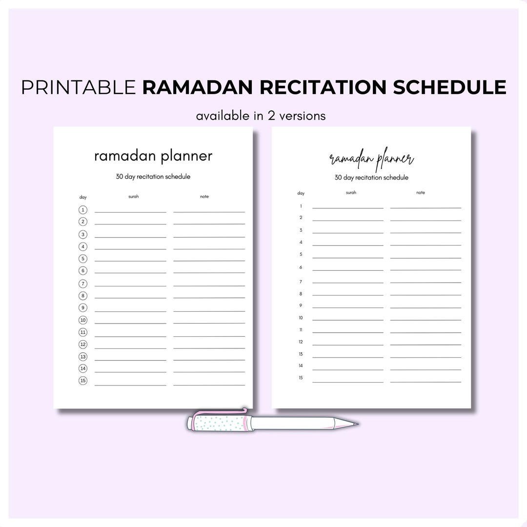 2025 Printable Ramadan Recitation Planner, Ramadan Gifts,printable ...