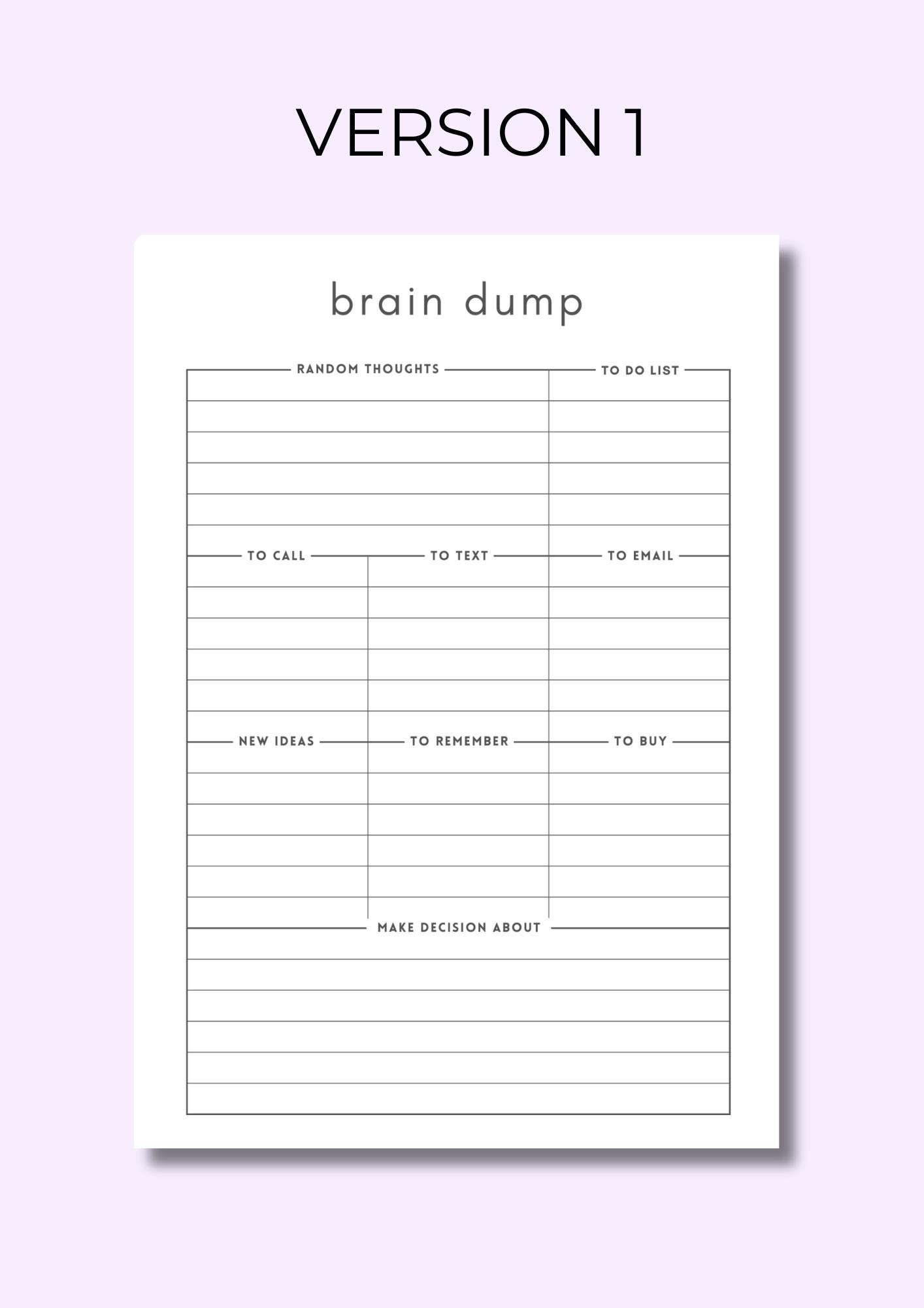 Editable Brain Dump Template, ADHD Daily Planner, to Do List Printable ...