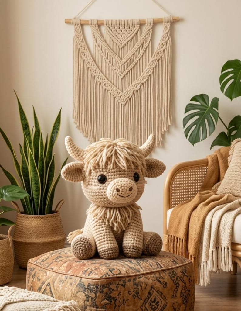 Highland Cow Amigurumi Crochet Pattern PDF | Realistic Sitting Cow ...