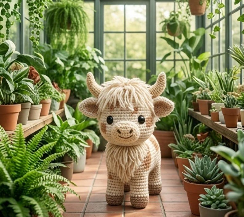 Highland Cow Amigurumi Crochet Pattern PDF | Realistic Sitting Cow ...