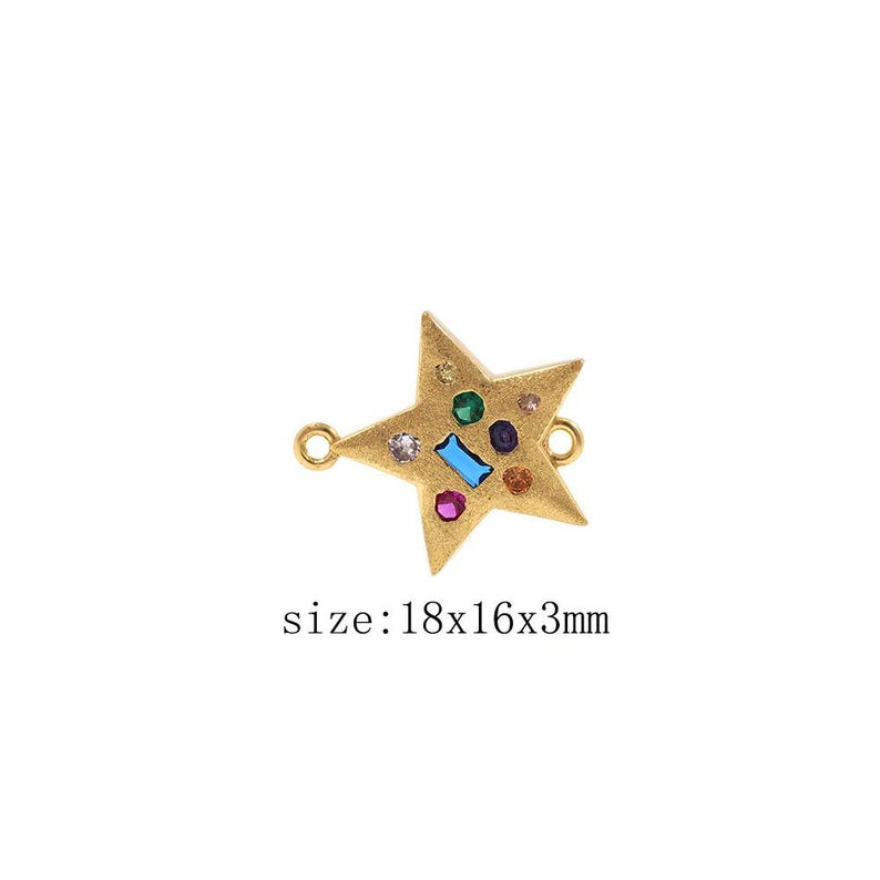 Gold Star Connector 18K Gold Filled CZ Micro Pave Star Connector ...