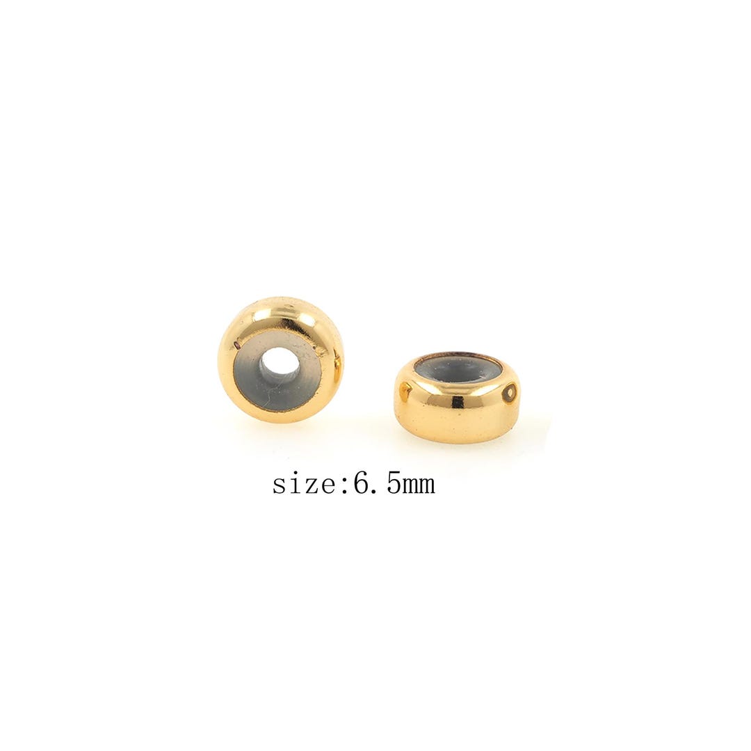 Gold Round Stopper Beads 18K Gold Filled Sliding Bead With Silicone ...