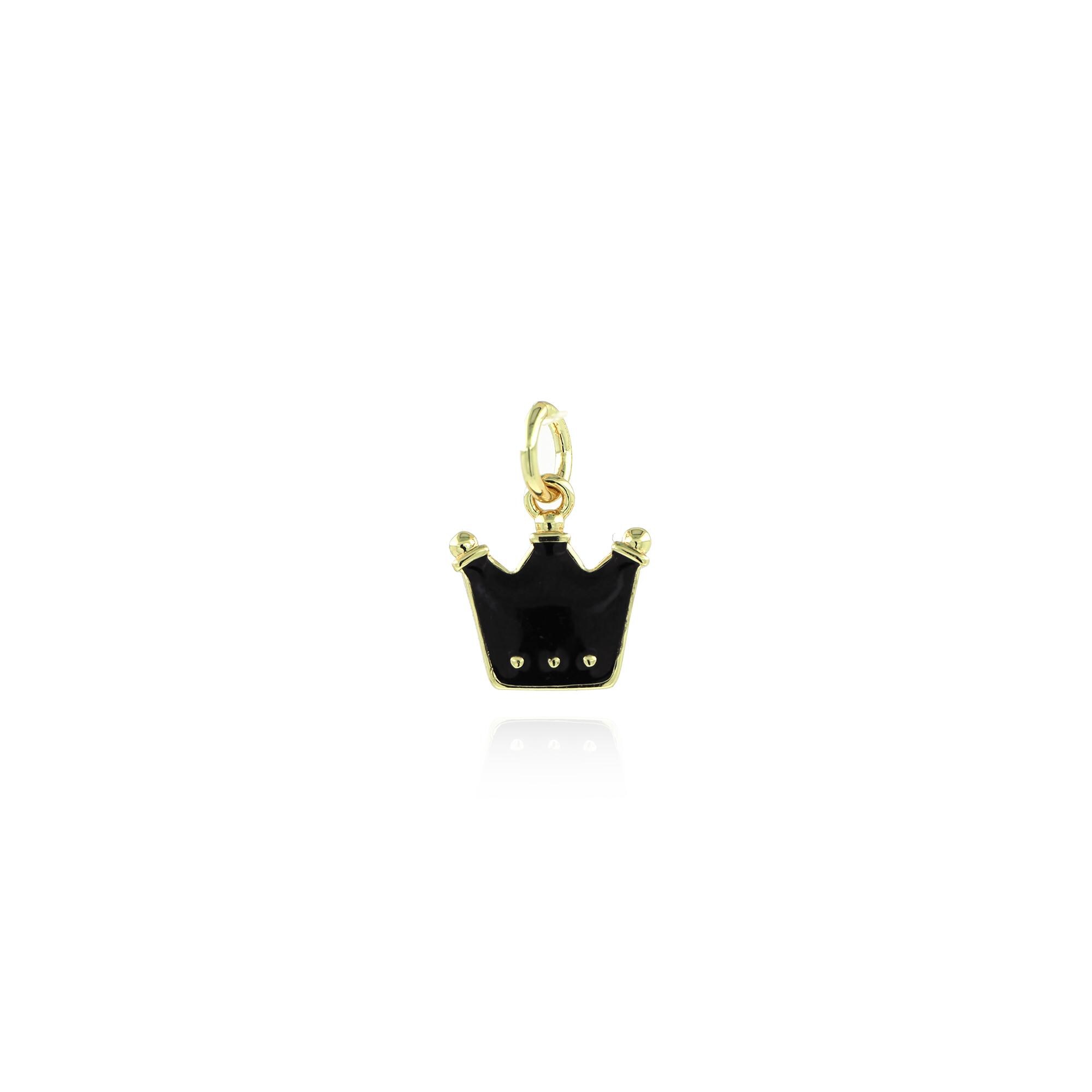 Gold Enamel Crown Charm 18K Gold Filled Crown Pendant Charm Bracelet ...