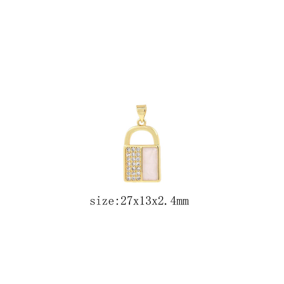 Gold Enamel Lock Charm 18K Gold Filled CZ Micro Pavé Lock Pendant Charm ...