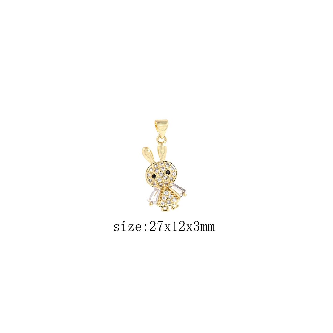 Gold Rabbit Charm 18K Gold Filled CZ Micro Pavé Animal Pendant Charm ...