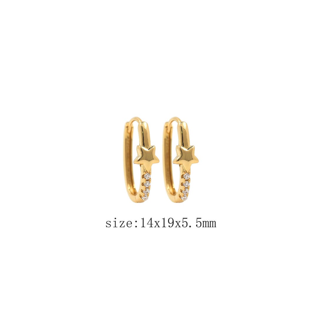 Gold Hoop Earrings 18K Gold Filled Star Earrings Valentines Gift for ...