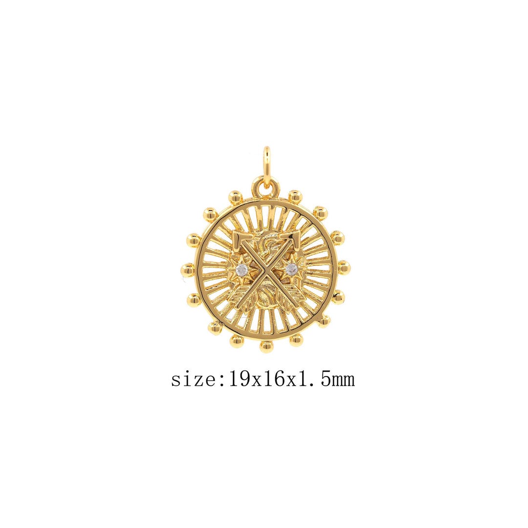 Gold Crossed Arrows Charms 18K Gold Filled CZ Micro Pave Arrows Pendant ...