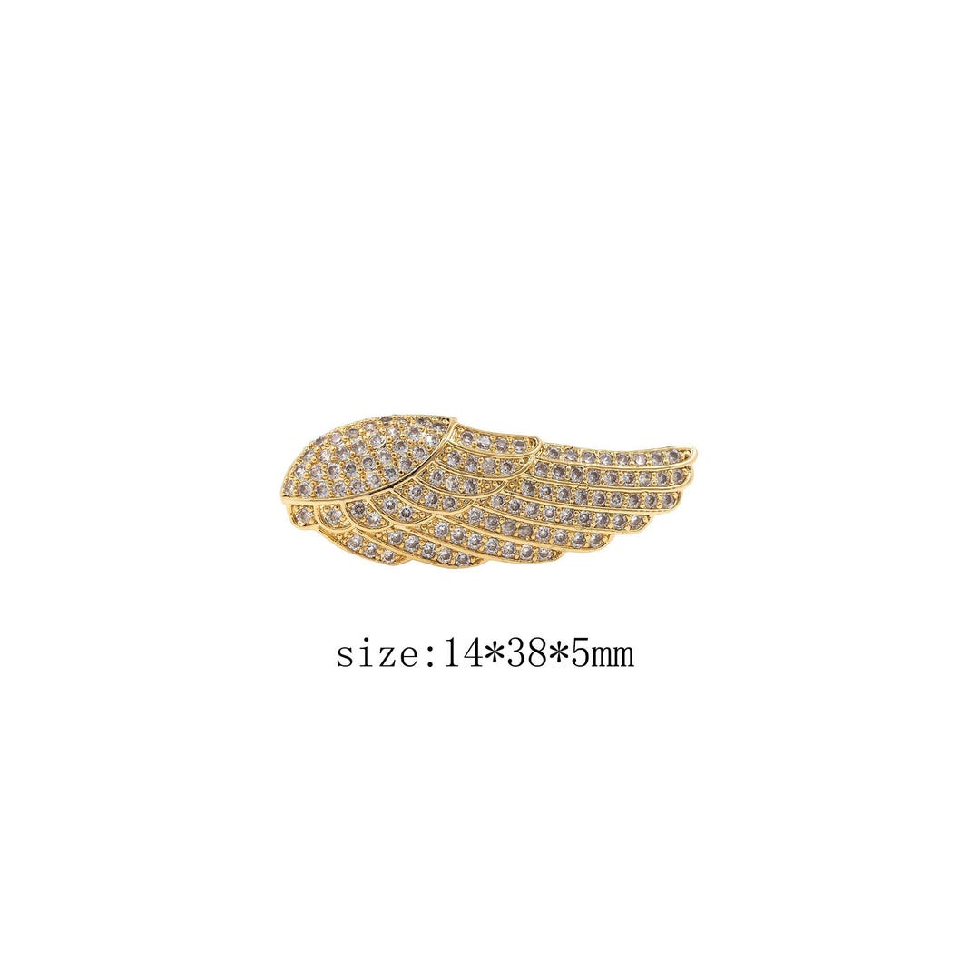 Gold Angel Wings Connector 18K Gold Filled CZ Micro Pave Animal Wings ...