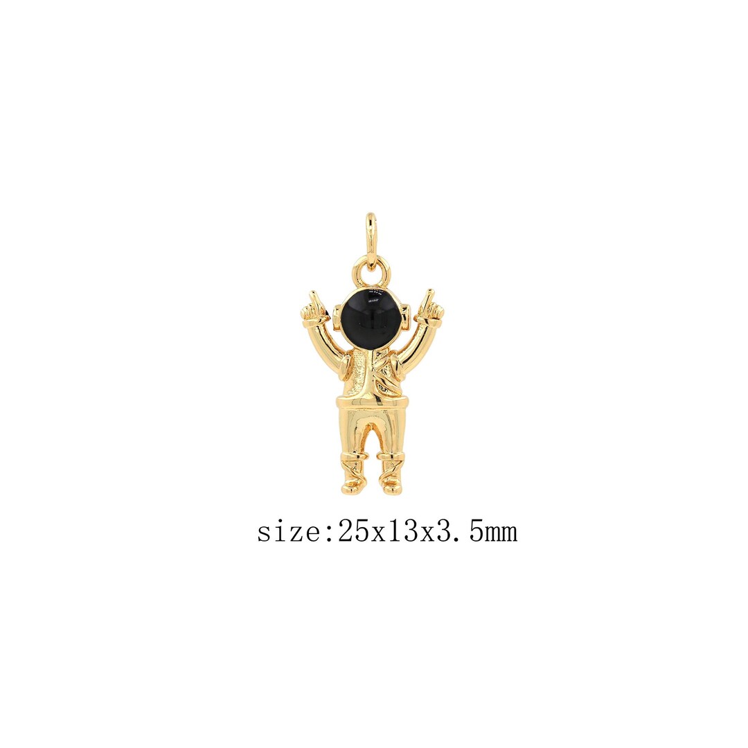 Gold Enamel Astronaut Charm 18K Gold Filled Spaceman Pendant Charm ...